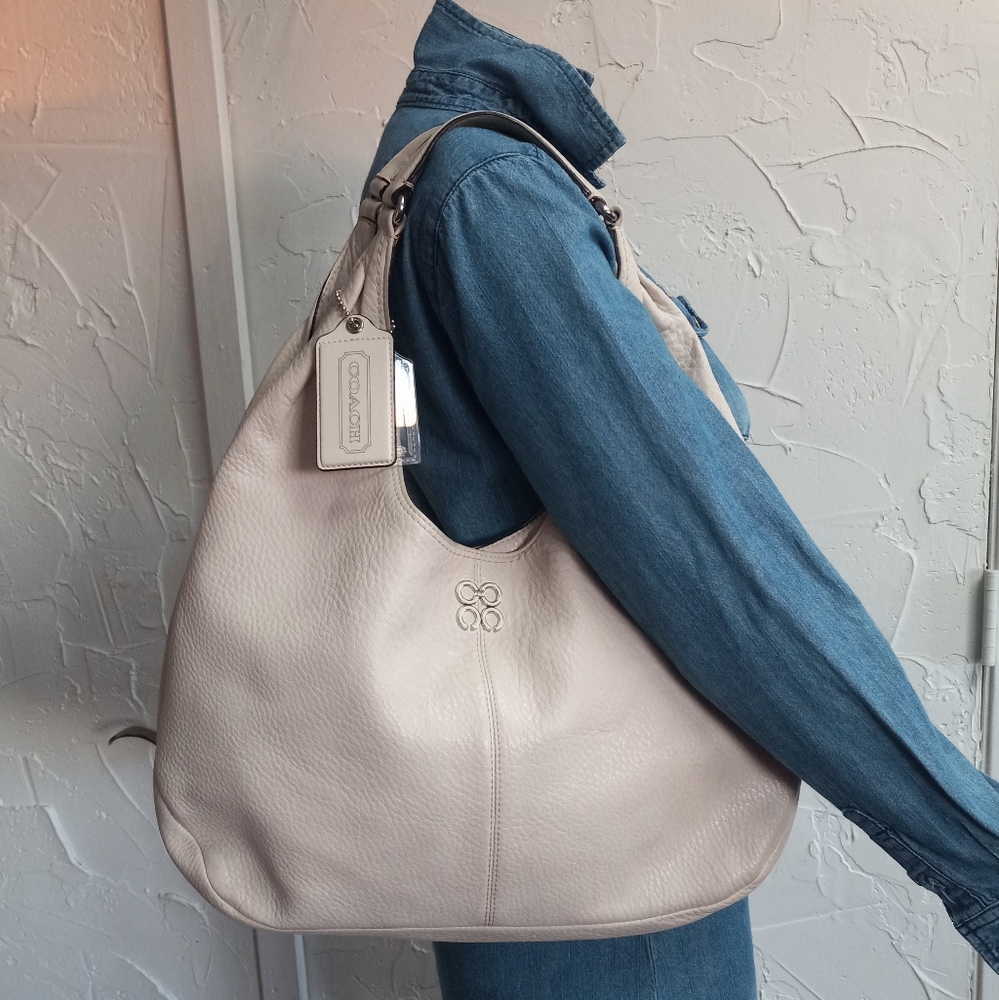 Coach Julia Ergo Bag, Early 2000's, Bone, Silver Hard… - Gem